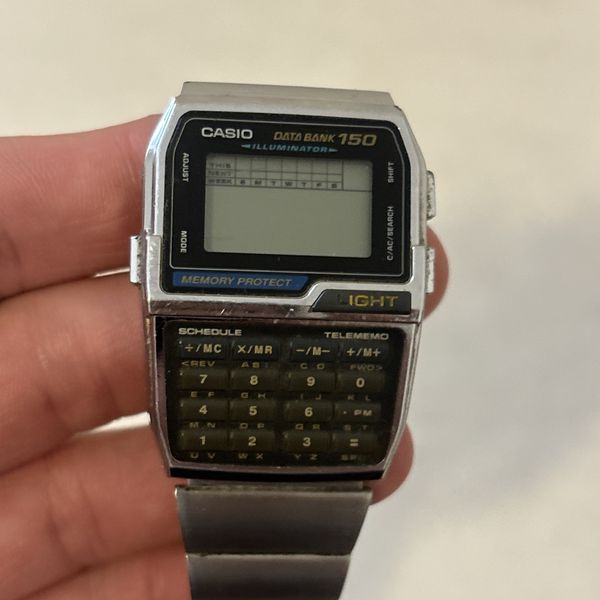 Vintage Casio Data Bank 150 DBC-1500 Calculator Watch QW-1477 AS IS ...