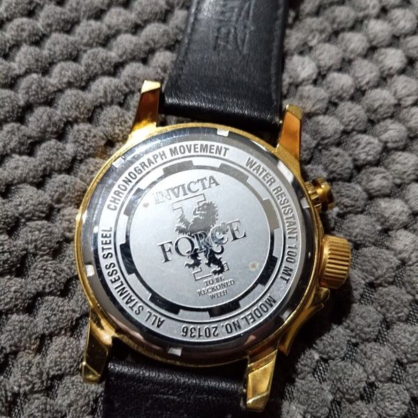 invicta i-force watch gold with white face chrono black leather band ...