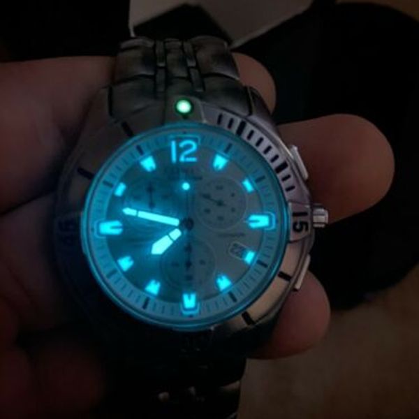 Men Citizen Eco Drive Solar Watch Chronograph Titanium 200M Silver H500 ...