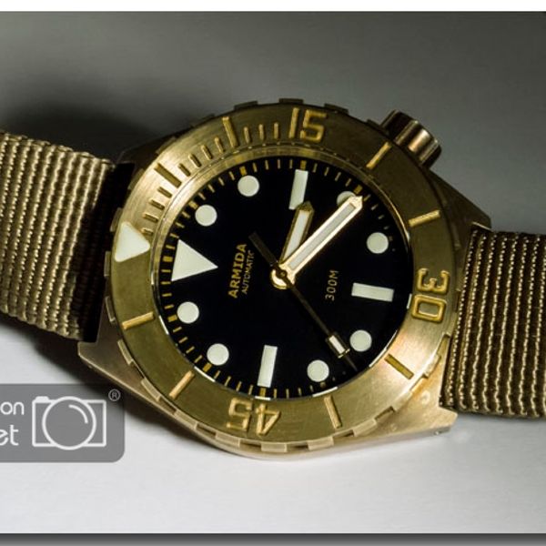 SOLD....ARMIDA A1 BRASS black dial 42 mm LNIB | WatchCharts Marketplace