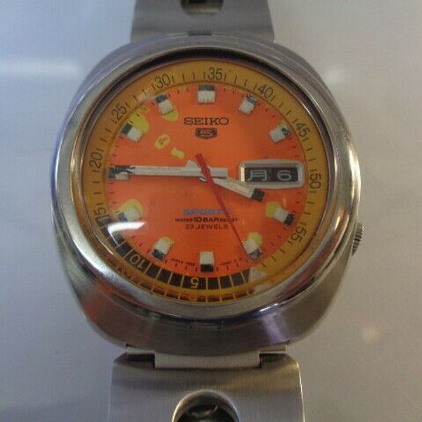 Seiko 5 Sports Mens Watch Day & Date Automatic 7S36 Orange Dial SN ...