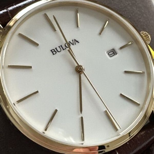 Bulova Men's Classic Quartz Calendar Slim Movement Brown Watch 37 MM ...