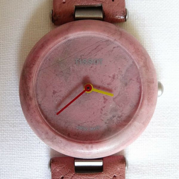 Vintage Tissot Rockwatch Rock Watch R150 Ladies Pink Jasper Quartz ...