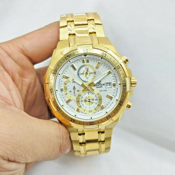 New Old Stock Casio Edifice EFR-539-AV Full Gold Plated Chronograph Men ...