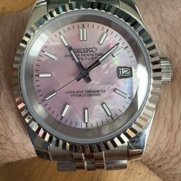 Seiko Nh35 Pink Mop Custom Mod Watch | WatchCharts Marketplace