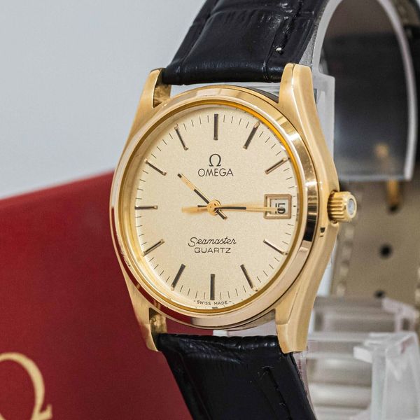 *NEAR MINT w/Case* Vintage OMEGA Seamaster Cal.1342 Quartz Push Crown ...