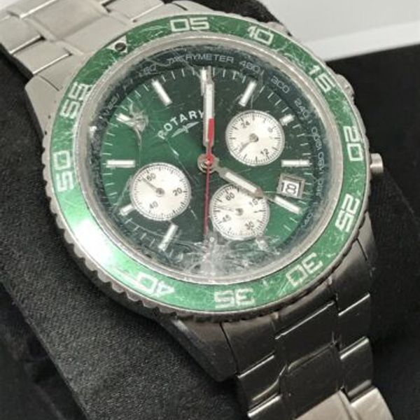 Rotary Men's Chronograph Green Dial GB03067/24 Rotating Bezel BROKEN ...