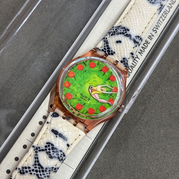 Vintage Swatch AG 1993 â First Sin Adam And Eveâ Snake Skin Wristwatch ...