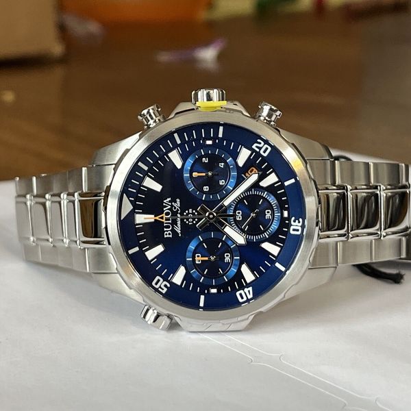 BULOVA MARINE STAR Stainless Steel Chronograph Men's Watch - 96B256 ...