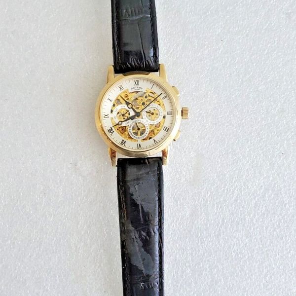 ROTARY Menâ s Automatic Skeleton Watch GS02375/01 Gold and Black Works ...