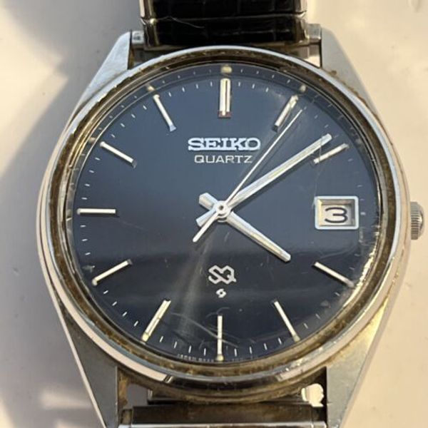 Vintage Seiko Quartz SQ Men's Black Dial Wrist Watch Date Window Needs ...