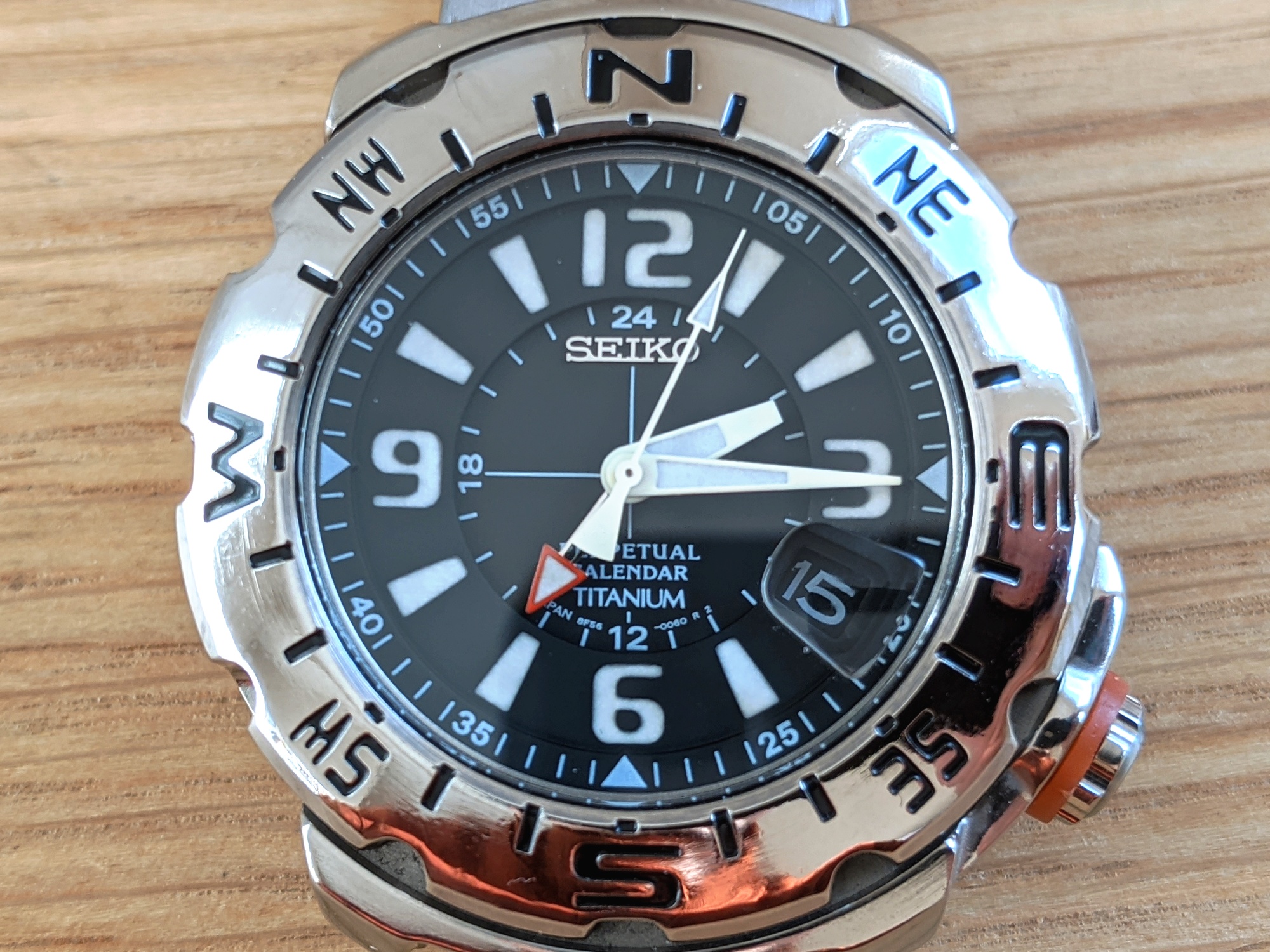 Seiko SBCJ007 black dial "Landrek", 8F56 HAQ GMT w/ perpetual calendar ...