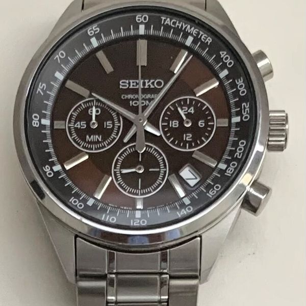 Seiko Quartz Chronograph 6T63-00A0 Brown Dial Original Stainless Steel ...