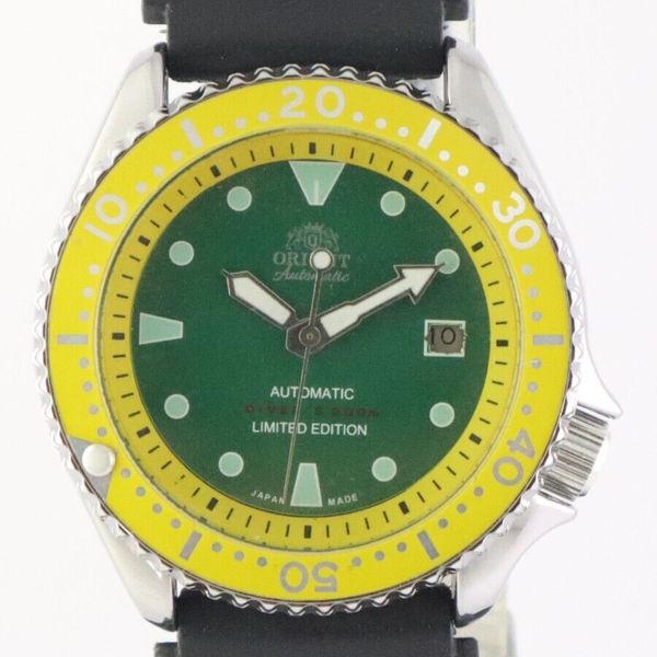 Orient Diver Men Automatic 21 Jew Green Dial 'Date' Wristwatch Recently ...