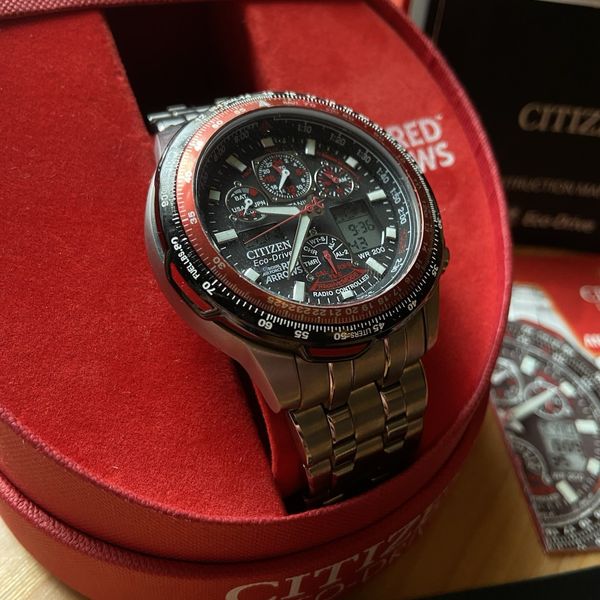 Citizen Skyhawk A-T Red Arrows Black Dial Radio Controlled Wrist Watch ...