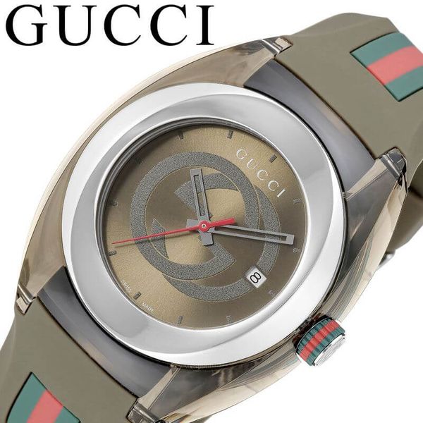 [Same day shipping] Gucci watch GUCCI watch sync SYNC men's male khaki ...