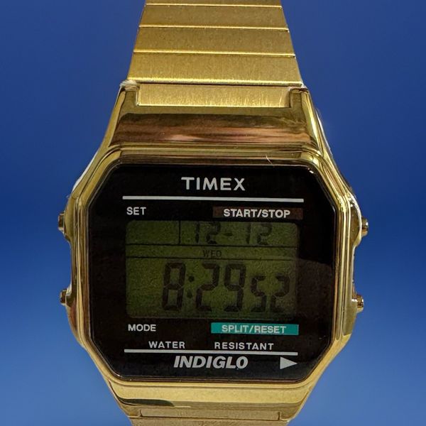 Timex Men's T78677 Classic Digital Gold-Tone Stainless Steel Expansion ...