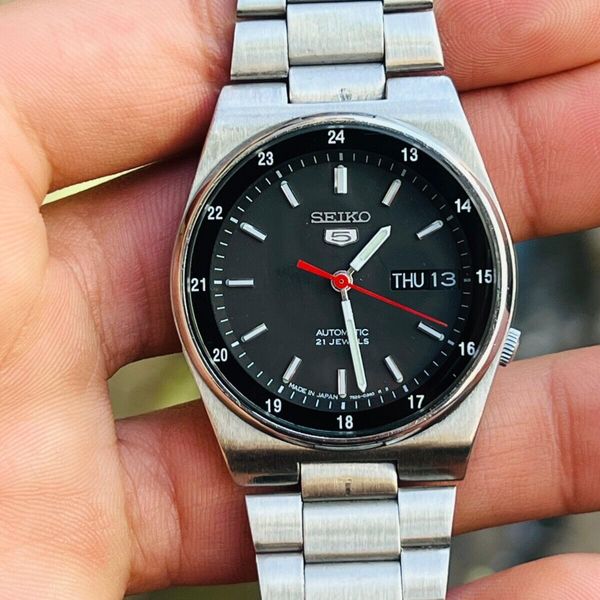 Seiko 5 Automatic Men 7S26 0530 Black Dial Japan Made Wrist Watch, Rare ...