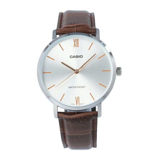 Casio MTP-VT01L-7B2 New Original Analog Mens Watch Brown Leather Band ...