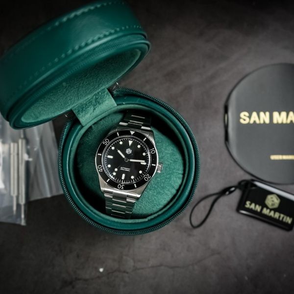 San Martin SN0151-GL Miyota 90S5 Automatic Guilloche MOP Dive Watch ...