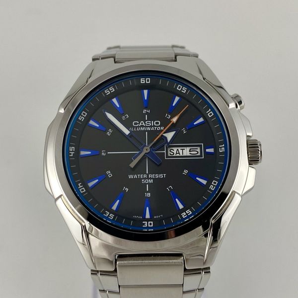 Casio Illuminator Blue Dial-Orange Racing Hand-MTP E200-Running! 45mm | WatchCharts Marketplace