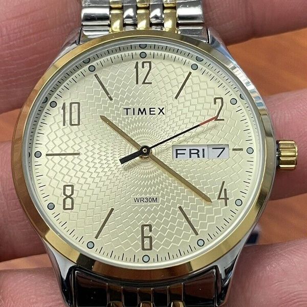Timex Two-Tone Men's Watch day-date stainless steel gold dial women' s ...