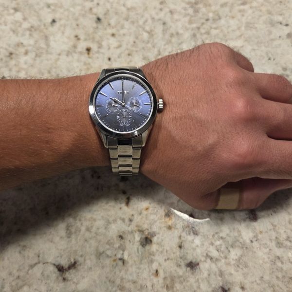 Men's Timex Blue Face Solid Steel Calendar Watch | WatchCharts Marketplace