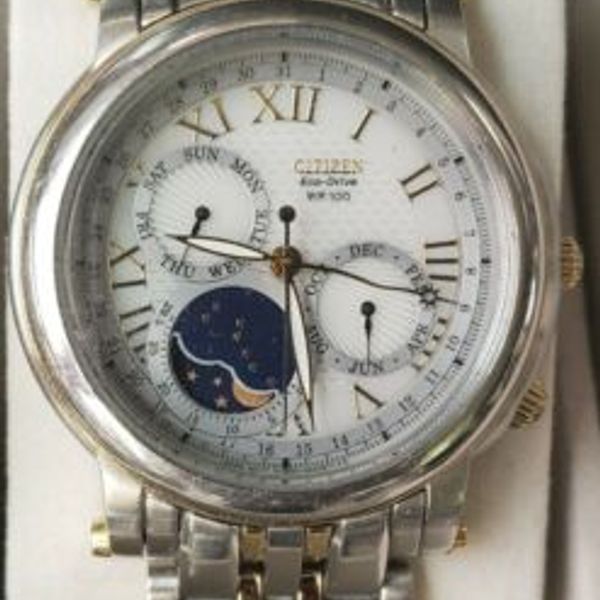 Citizen AP1015-57A Eco-Drive 8651 Calibre Moon Phase Two Tone Watch ...