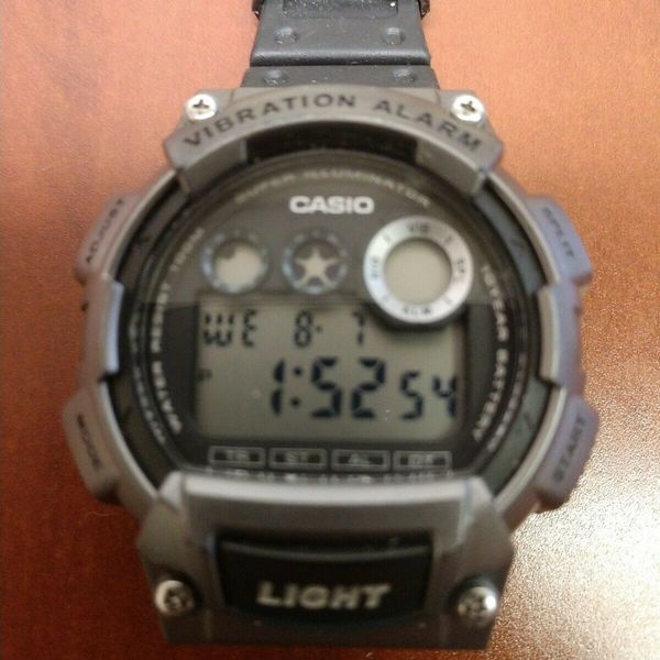 Casio 3416 Vibration Alarm Watch Sport Digital 10 bar Black Resin Band ...