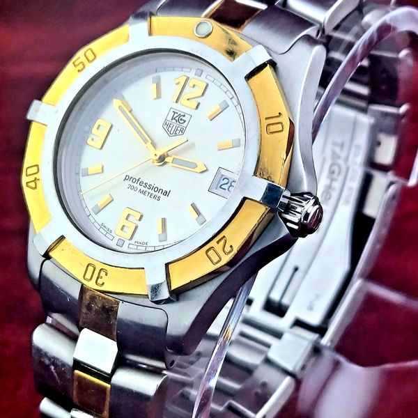 Tag Heuer 2000 Professional 18k Solid Gold Bezel Men's Swiss Quartz Watch WN1153 | WatchCharts ...