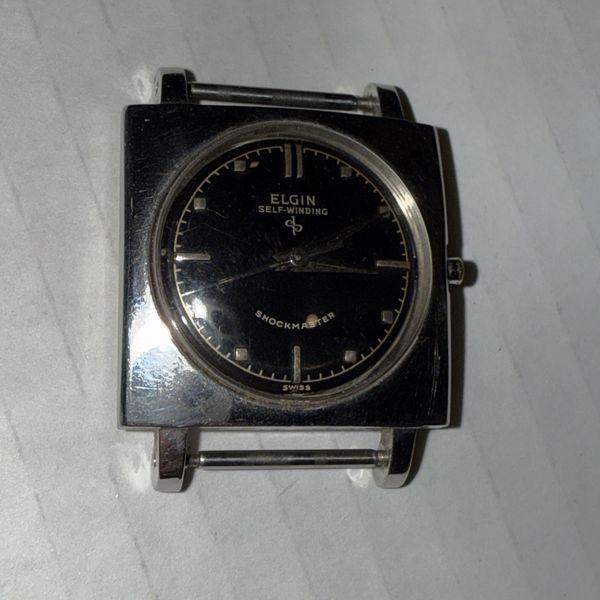 Vintage 1960's ELGIN Shockmaster Stainless Steel Crown Missing ...