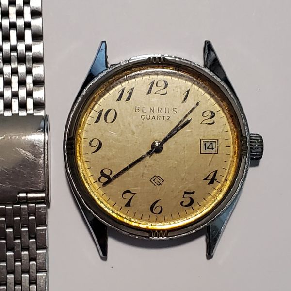 Vintage Benrus Quartz Mens Watch Manual Wind Up Movement For Parts or ...