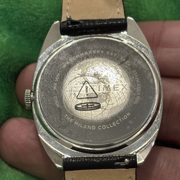 TIMEX Milano XL Quartz Silver Dial Black Leather Strap Menâ s Watch ...