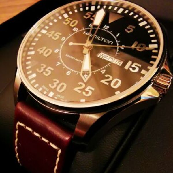 HAMILTON KHAKI PILOT 46MM AVIATION 200M PILOTS WATCH H64715535 ...