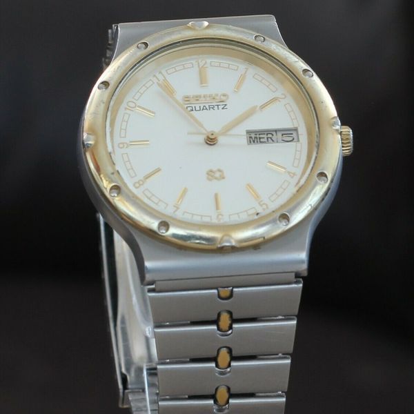 1985 Vintage SEIKO 6923-6070 SQ Two Tone Mens Quartz Day Date Watch ...