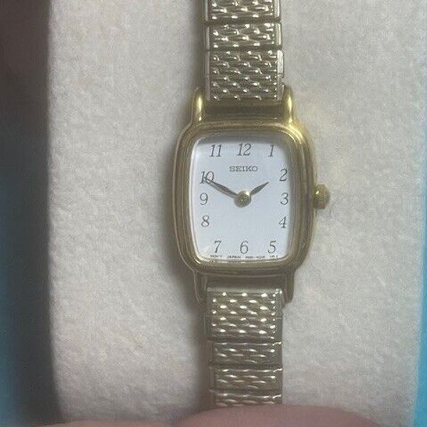 Vintage Women's Seiko Gold Tone Quartz Rectangular Watch w/ OG Flex ...