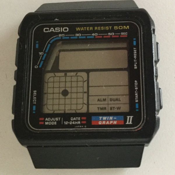 Vintage 1980 Casio AE-22W Twin Graph II Digi-Analog Alarm Chronograph ...
