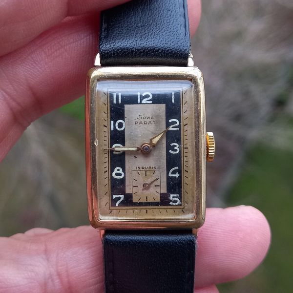 Vintage WWII era German Stowa Parat Osco Kal 42 Rectangular Tank Watch ...