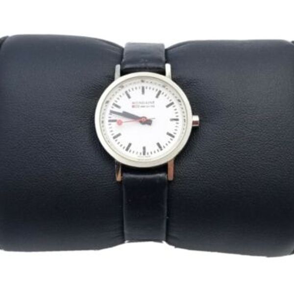 Mondaine SBB CFF FFS Official Swiss Railway EcoQuartz Black Leather ...