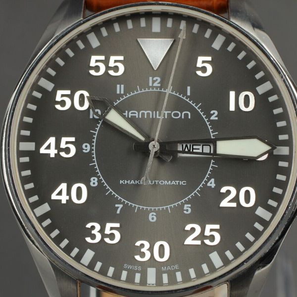 *EXC+5* Hamilton H647150 Khaki Pilot Black Dial Automatic Men's Watch ...