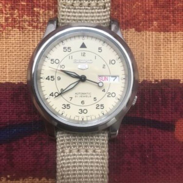 SEIKO 5 SNK803K2 AUTOMATIC WHITE DIAL MENS WATCH - GREAT CONDITION ...