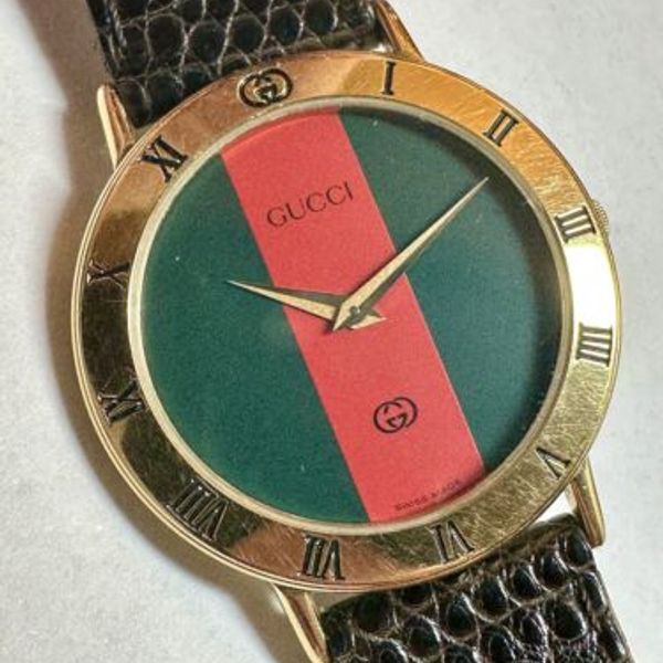 GUCCI 3000M Green & Red Gold Vintage Quartz Dress Watch Swiss Quartz 34mm RUNS | WatchCharts ...