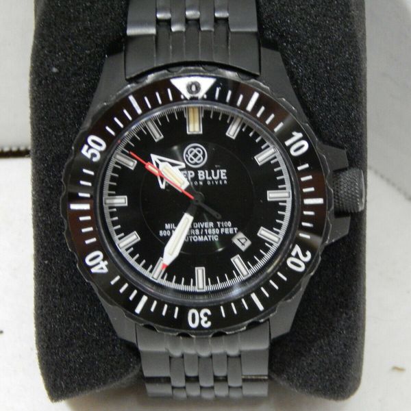 Deep Blue Mil Ops Automatic Diver Tritium T100 Watch With 4 Bands ...