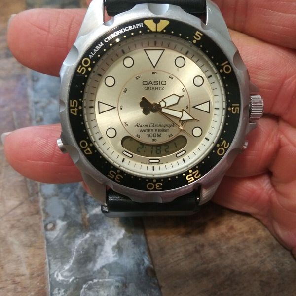 Vintage Casio AD-520 388 100M Divers Ana-Digi Men's Watch Alarm Nice ...