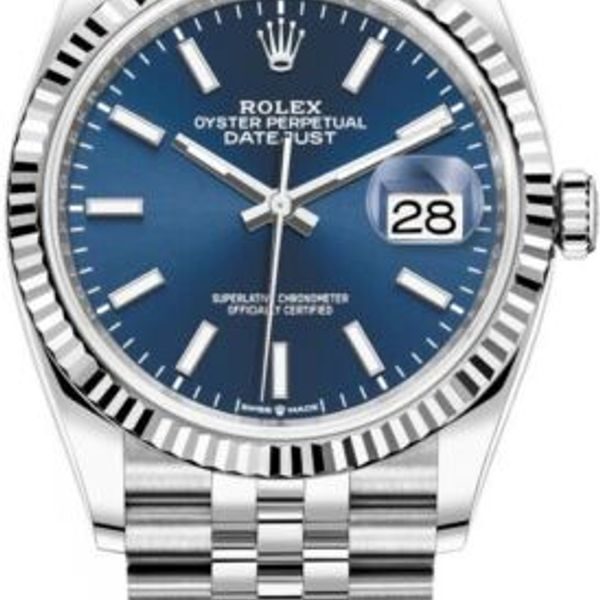 Brand New Rolex Datejust 126234 - 36 mm - blue Dial- fluted 18k White ...