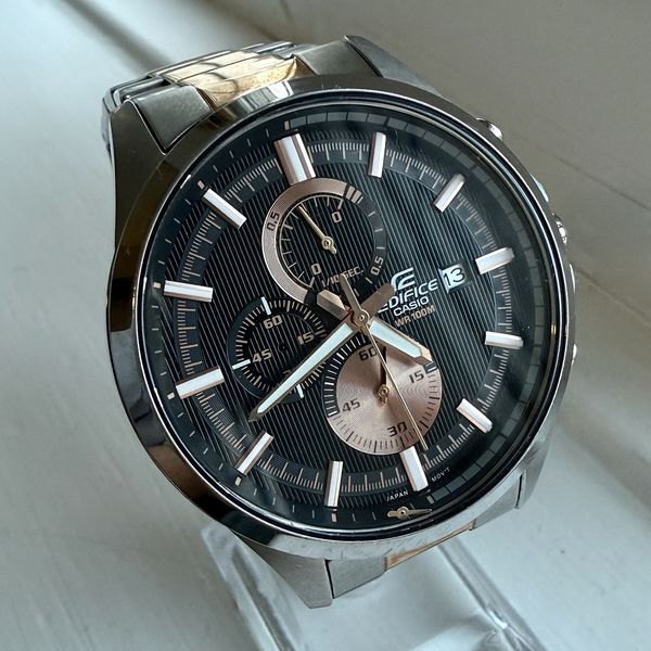 Casio Edifice Chronograph Black Dial Menâ s Watch In Working Order ...