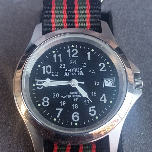 BENRUS Men's Watch Military Quartz - Great Working Condition Nato ...