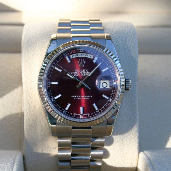 FSOT: Rolex 118239 DAY-DATE PRESIDENT RARE CHERRY DIAL | WatchCharts ...