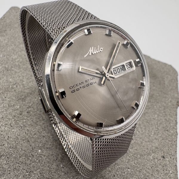 ORIGINAL MIDO OCEAN STAR DATODAY DAY DATE HERRENUHR 36mm VINTAGE MESH ...