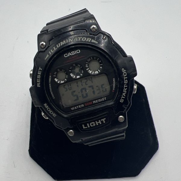 Gents Casio W-214H 3225 Digital Mens Watch Alarm WR 50m Casio Sport ...